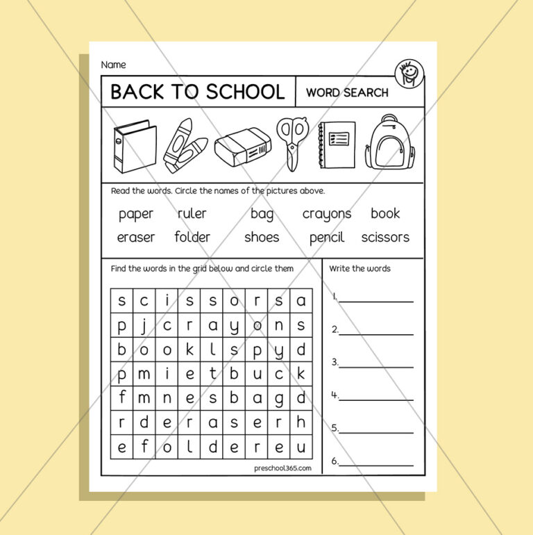 Word Search Activity Packet for Kindergarten (15pages)