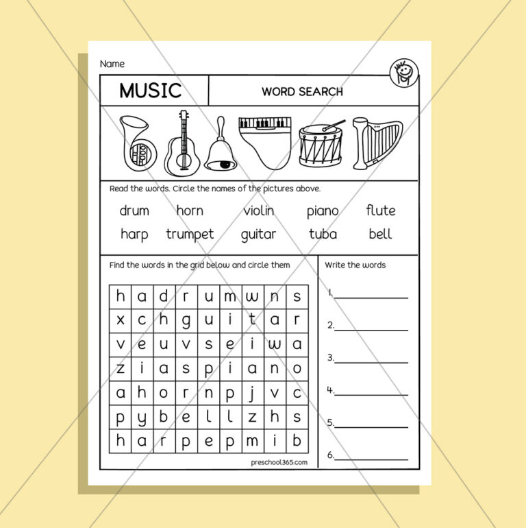 Word Search Activity Packet for Kindergarten (15pages)