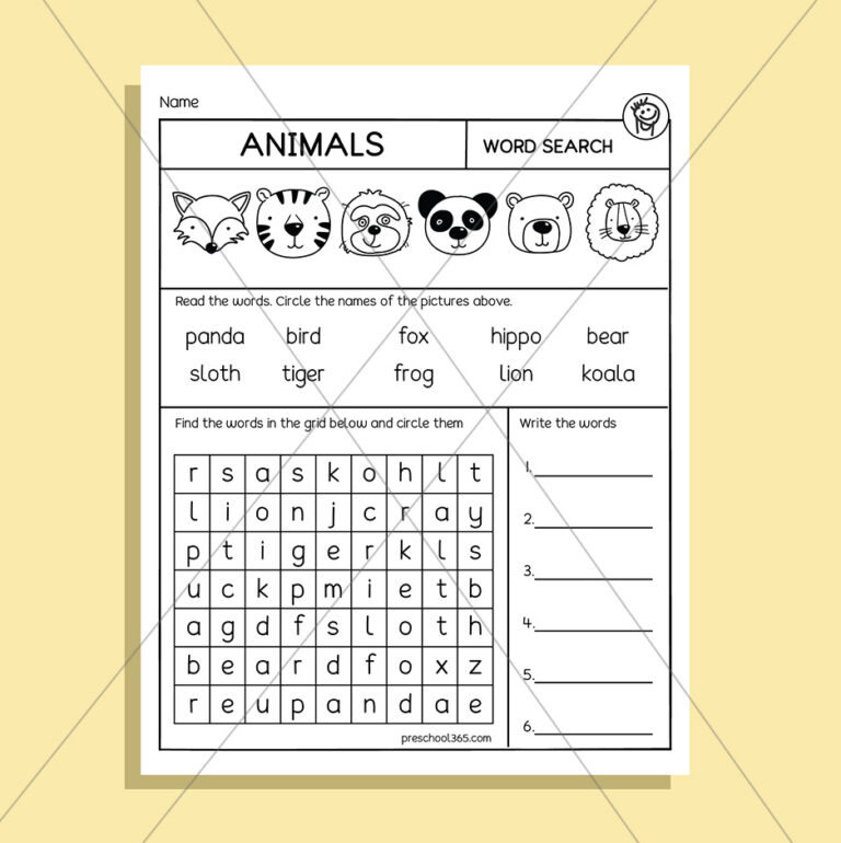 Word Search Activity Packet for Kindergarten (15pages)
