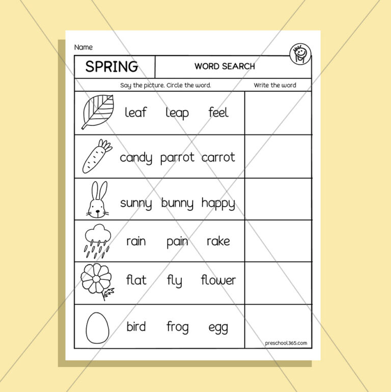 Word Search Activity Packet for Kindergarten (15pages)