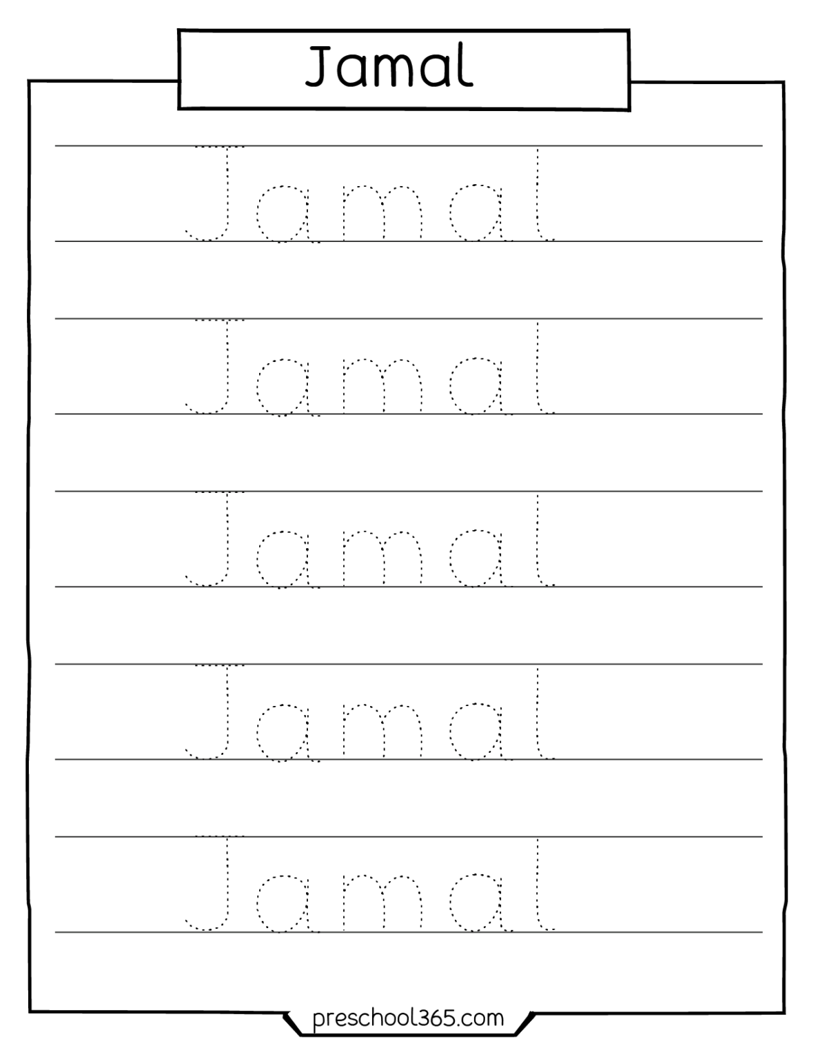 preschool-name-tracing-sheets-jamal-f | Preschool365