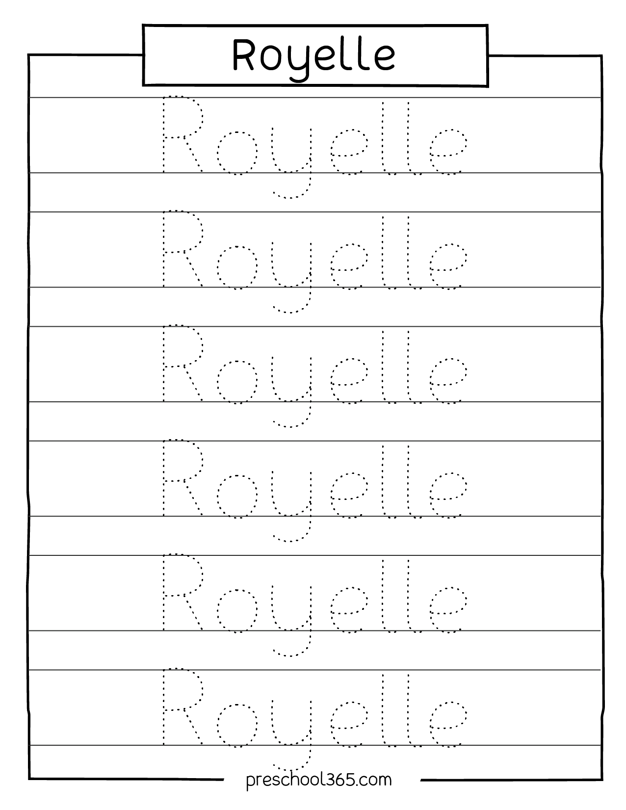 royelle-name-tracing-sheet-01 | Preschool365