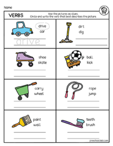 VERBS! Free Action Words Activities for First Grade Kids | Preschool365