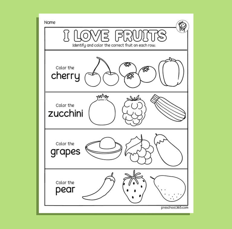 Fruits Fun Activity Packet for 2-4yr-olds