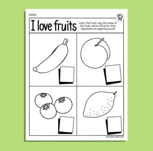 Fruits Fun Activity Packet for 2-4yr-olds