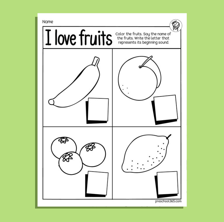 Fruits Fun Activity Packet for 2-4yr-olds