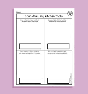 Kitchen Utensils Activity Packet for 5-7yr-olds
