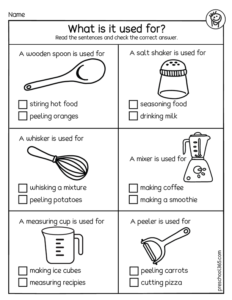 Utensils in my parent's kitchen. A fun activity for 5-7year olds