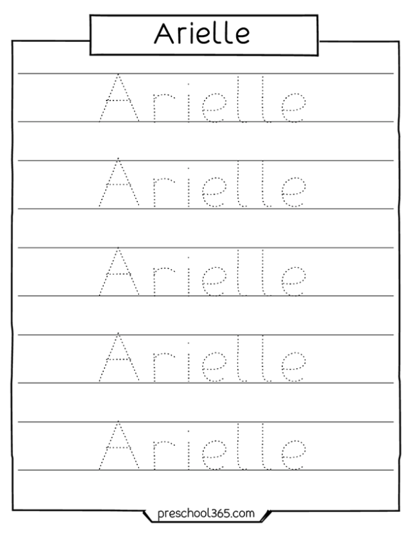 free-preschool-name-traing-worksheet-arielle-s | Preschool365