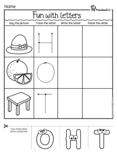 Identify the picture and its beginning sound, trace the letter, write ...