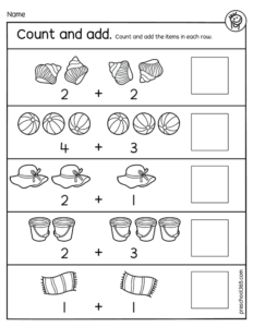 Beach-activity-for-kindergarten-children-addition | Preschool365