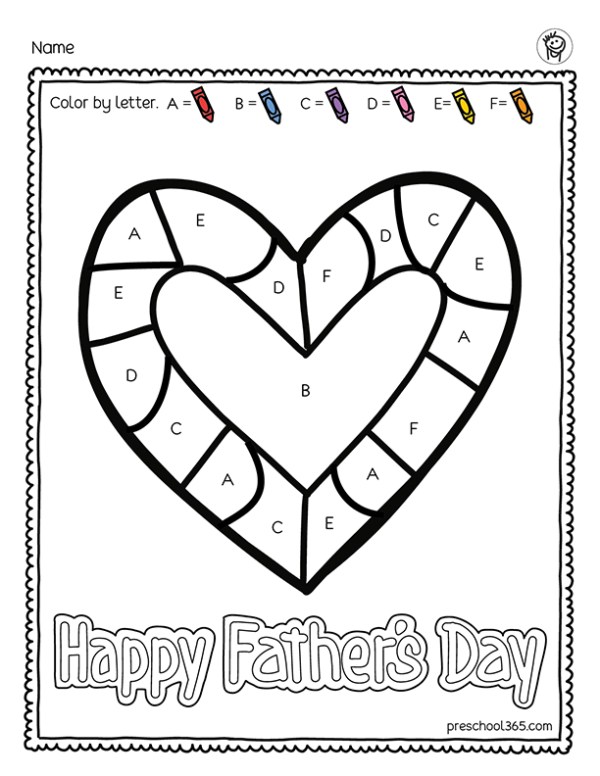 Free Happy Fathers Day Activity for Preschool kids