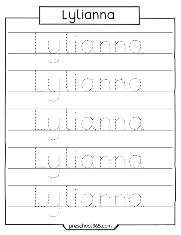 Preschool Name Tracing Sheets -lylianna-d | Preschool365