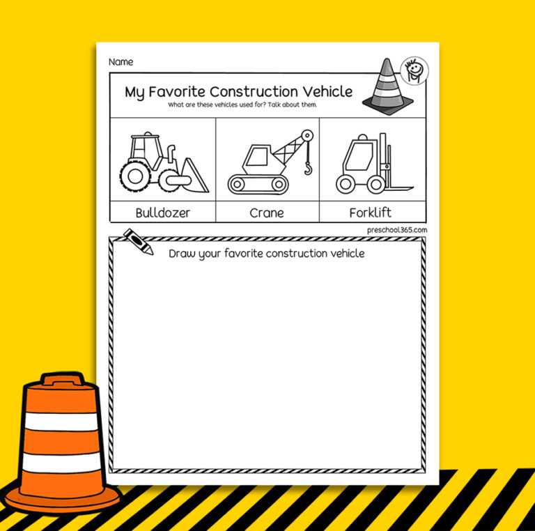 Construction Theme Activity Packet for 4-7yr-old