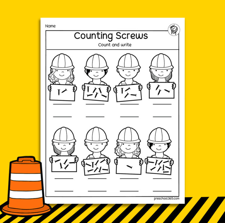 Construction Theme Activity Packet for 4-7yr-old