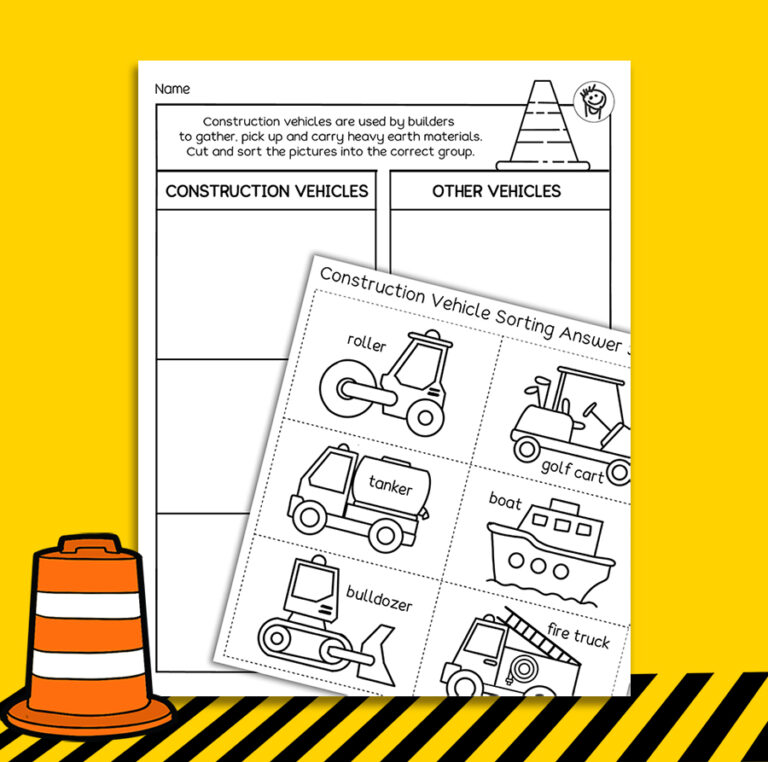 Construction Theme Activity Packet for 4-7yr-old