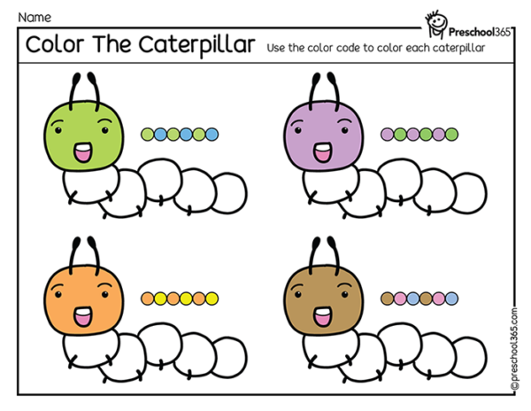 free-preschool-caterpillar-color-pattern-activity | Preschool365