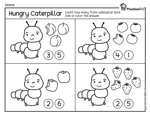 free-preschool-caterpillar-counting-activity | Preschool365