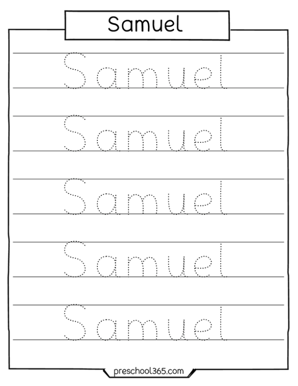 free-preschool-name-tracing-activity-sheet-samuel-f | Preschool365