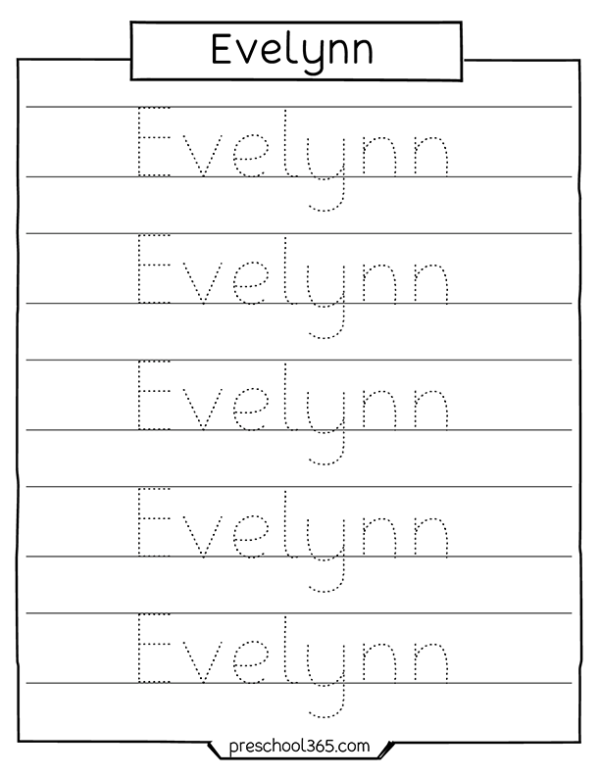 Evelynn Kari Shane Manny Shaelyn Annur Amman Preschool Name tracing ...