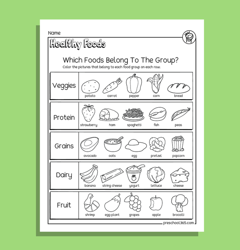 The 5 Healthy Food Groups Activity 5-7yr-olds | Preschool365