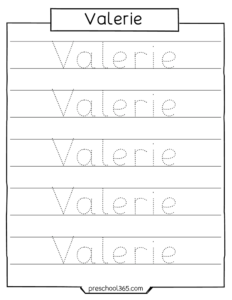 Yariah Gabriella Mila Genevieve Bethany Valeria Preschool name tracing ...