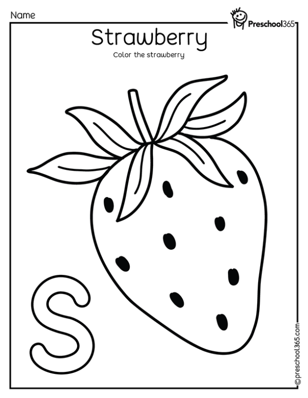 Strawberries-Free-Preschool-coloring-Activity | Preschool365