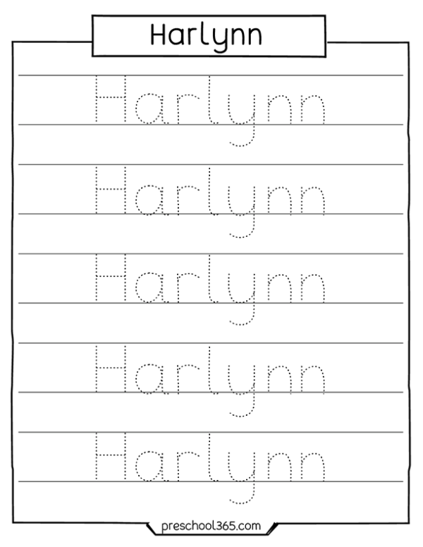 preschool-name-practice-sheet-harlynn-dd | Preschool365