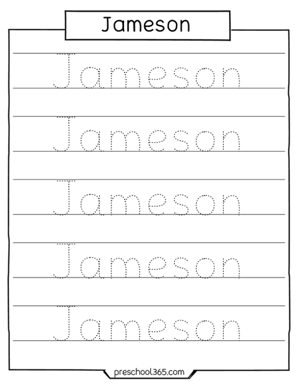 preschool-name-practice-sheet-jameson | Preschool365