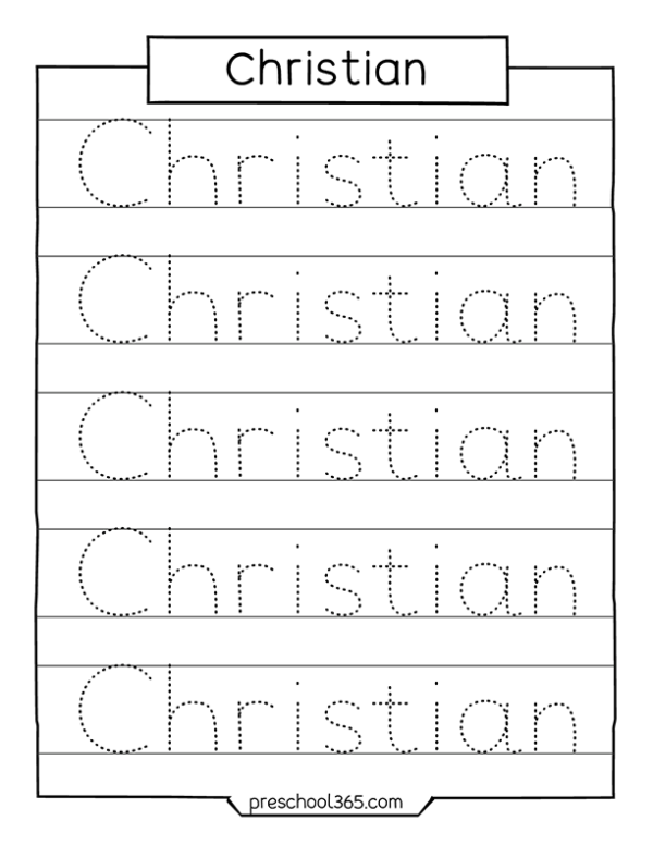 EVELYN HADLEE NATALIE OWEN CHRISTIAN WALKER PRESCHOOL NAME TRACING SHEETS