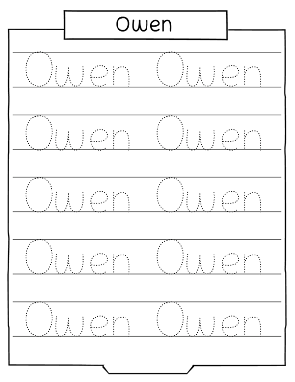 EVELYN HADLEE NATALIE OWEN CHRISTIAN WALKER PRESCHOOL NAME TRACING SHEETS