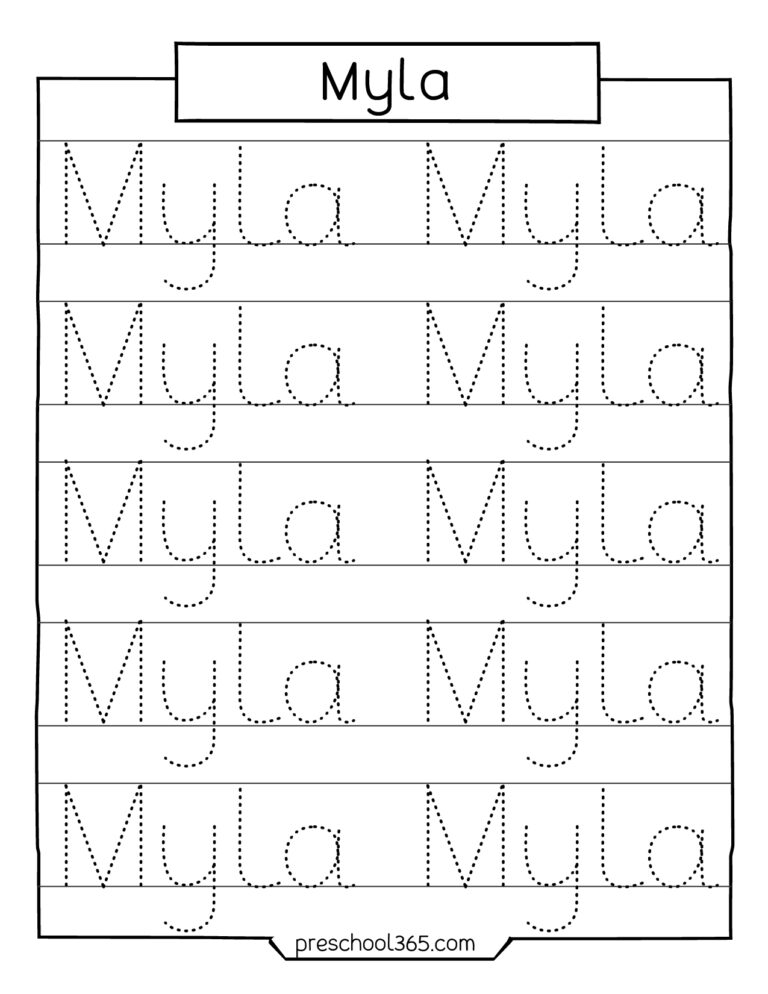 MYLA MIKAYLA APOLLO HUDSON PRESCHOOL NAME TRACING SHEETS | Preschool365