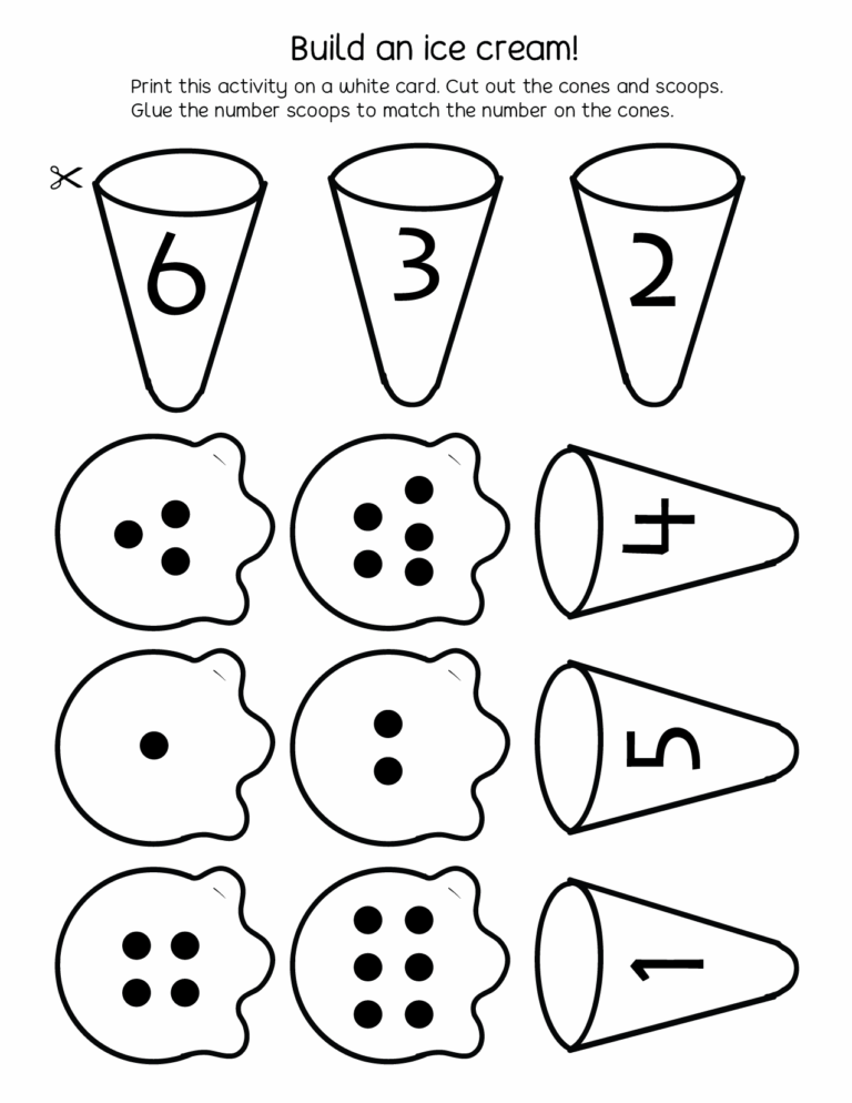 Preschool ice-cream theme activity sheets