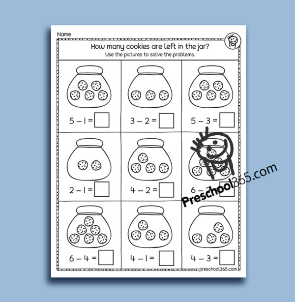 Kindergarten Subtraction Math Packet (5-7yr-olds)