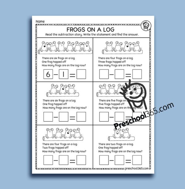 Kindergarten Subtraction Math Packet (5-7yr-olds)