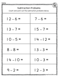 Free take-away worksheets for kindergarten children
