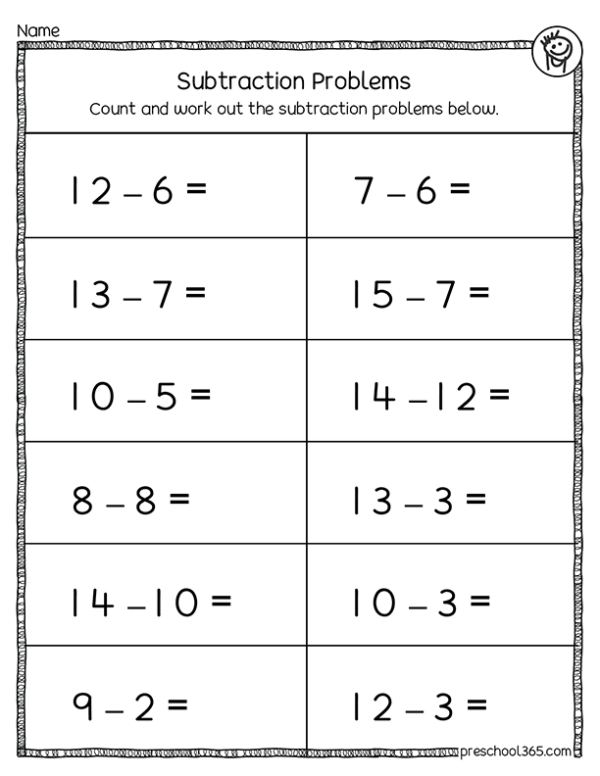 Free take-away worksheets for kindergarten children