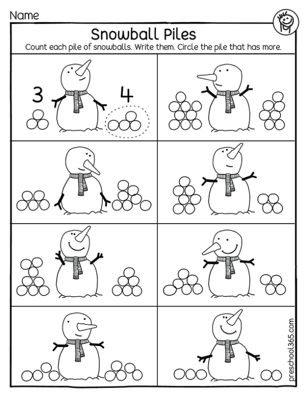 snowball-pile-counting-kindergarten-activity | Preschool365