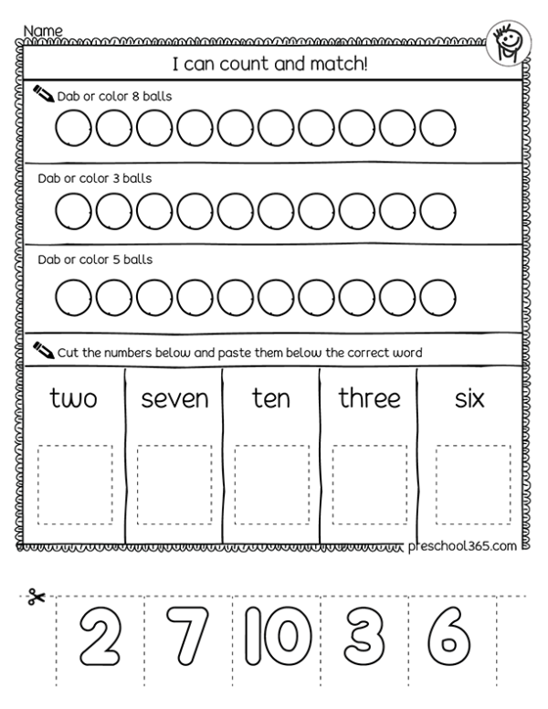 I can count 1-10 activity pack for PreK and Kindergarten