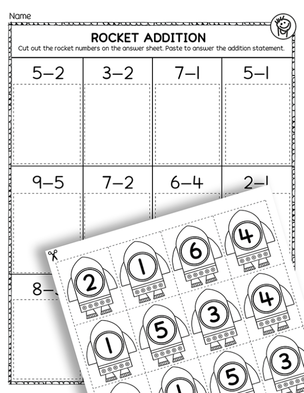 Rocket-addition-worksheets-for-kids | Preschool365